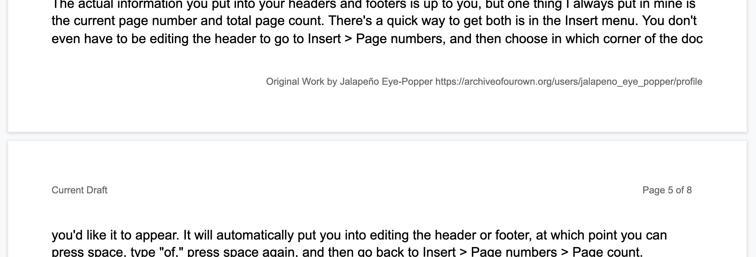 Guide for Using GDocs as an AO3 Author - Chapter 1 - jalapeno_eye ...